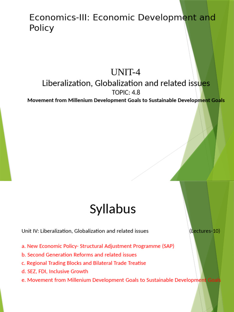 4.8 Movement From Millenium Development Goals To Sustainable ...