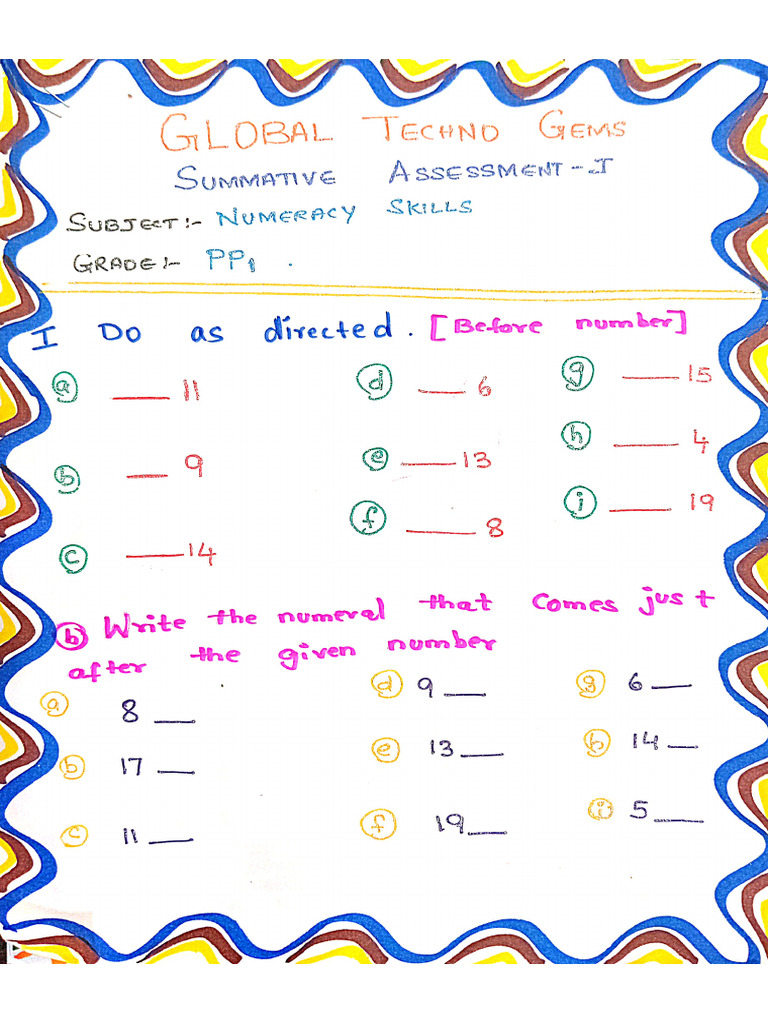 Pp1 Numeracy Skills SA1 Revision Paper | PDF