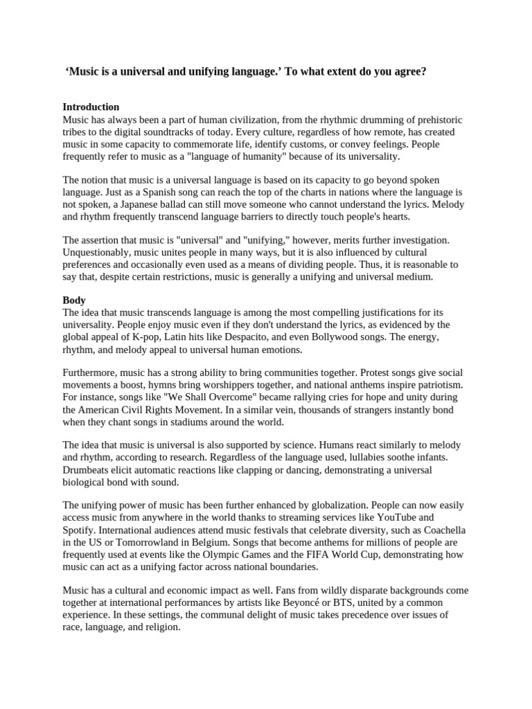 Music as a Universal Language | PDF