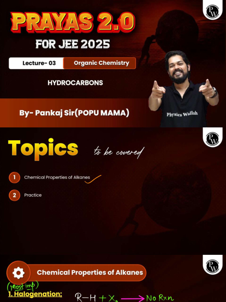 Hydrocarbons 03 Class Notes Prayas JEE 2.0 2025 | PDF