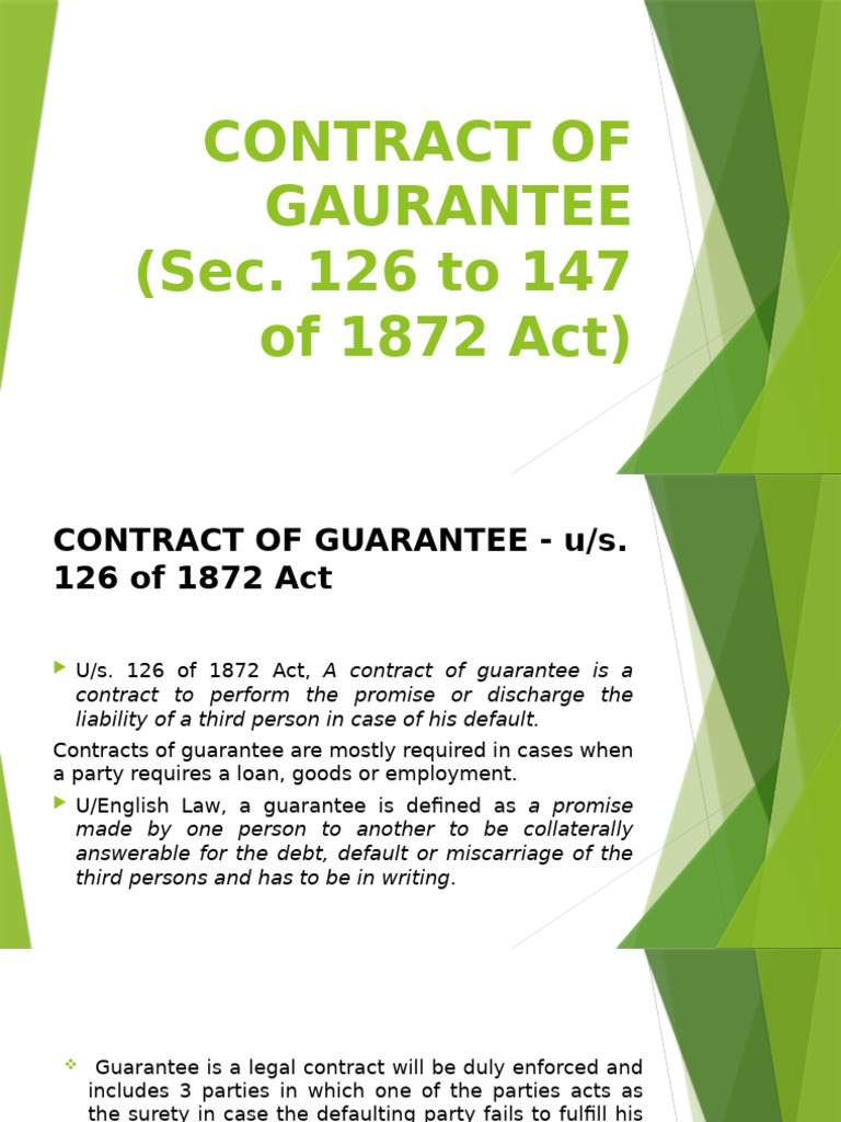 Contract of Guarantee Overview | PDF | Guarantee | Letter Of Credit
