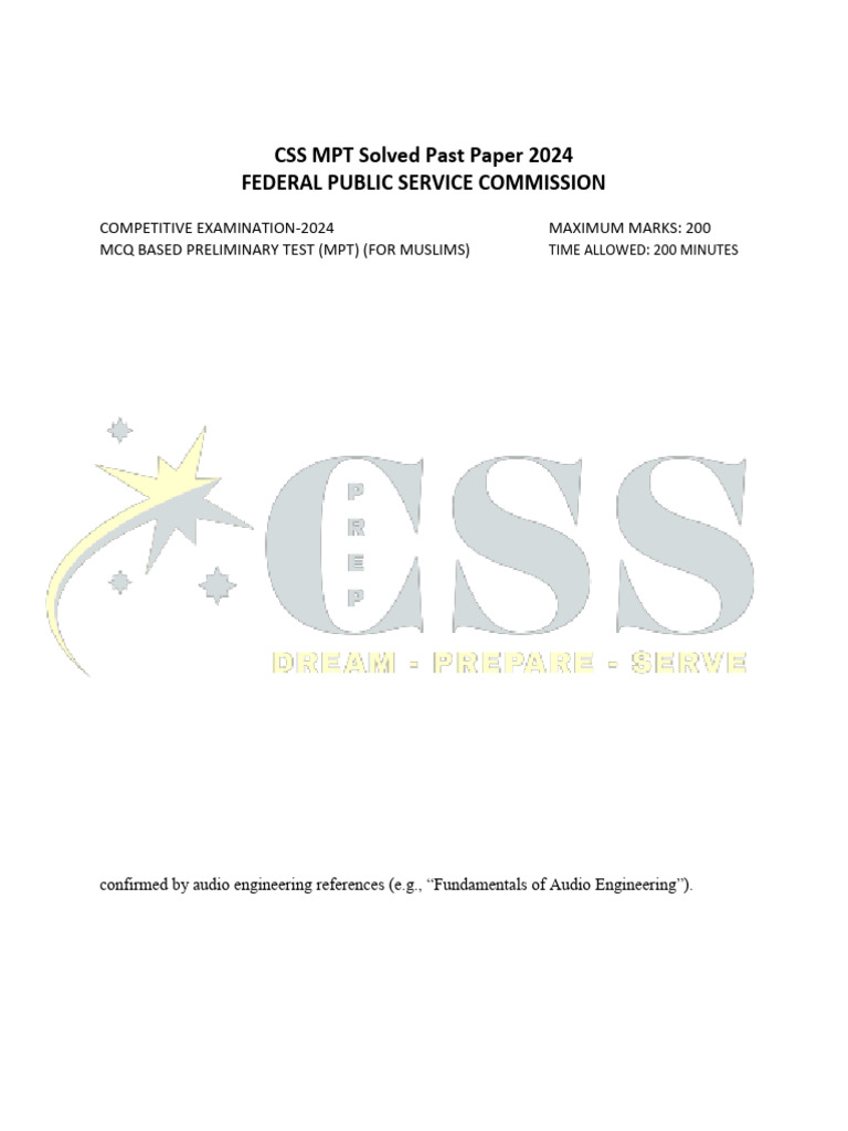 CSS 2024 MPT Past Paper Solutions | PDF | Radiation | Soil