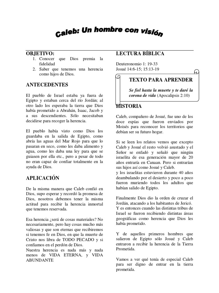 Caleb | PDF | Joshua | Moisés
