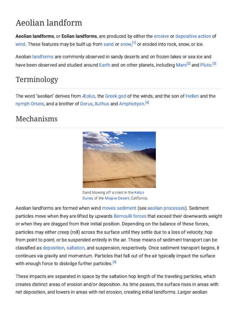 Aeolian Landform - Wikipedia | PDF | Dune | Geological Processes