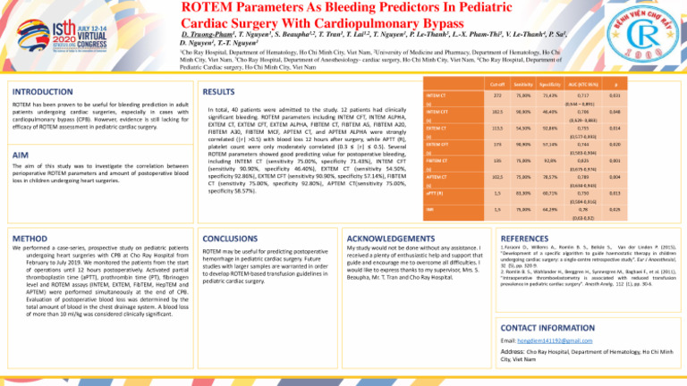 ROTEM Parameters As Bleeding Predictors in Pediatric Cardiac Surgery ...
