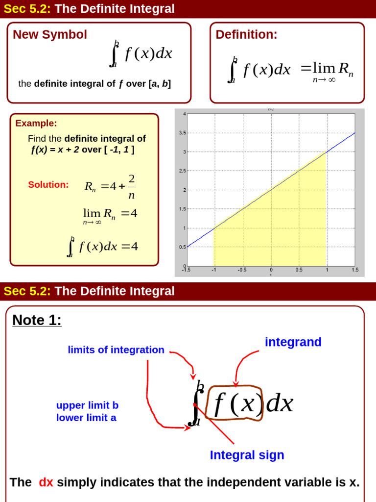 5p2 The Definite Integral | PDF | Integral | Mathematical Concepts