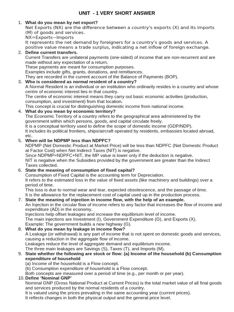 Class - 12 Eco Solved Qb | PDF | Gross Domestic Product | Income