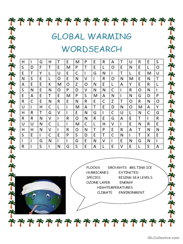 Global Warming Wordsearch | PDF | Climate Change | Ice