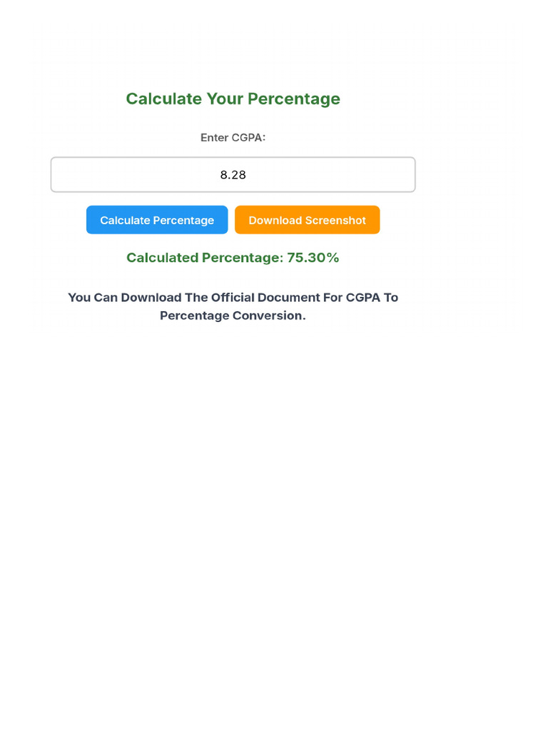 CGPA To Percentage Conversion Screenshot | PDF