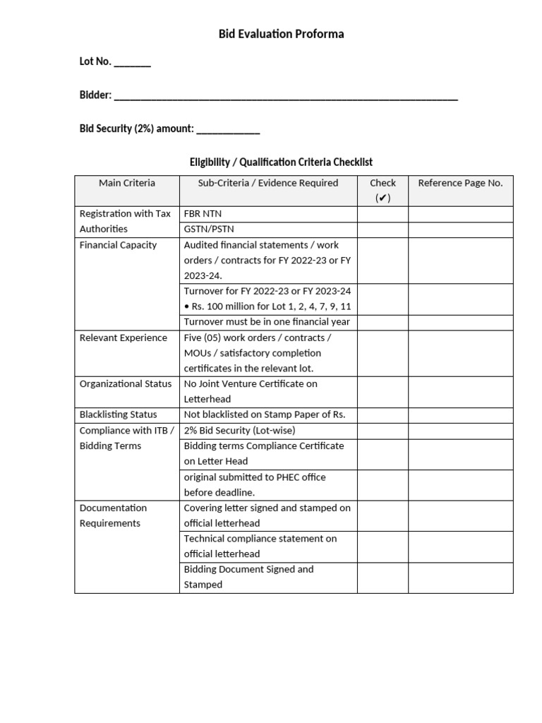 Eligibility Checklist PHEC | PDF