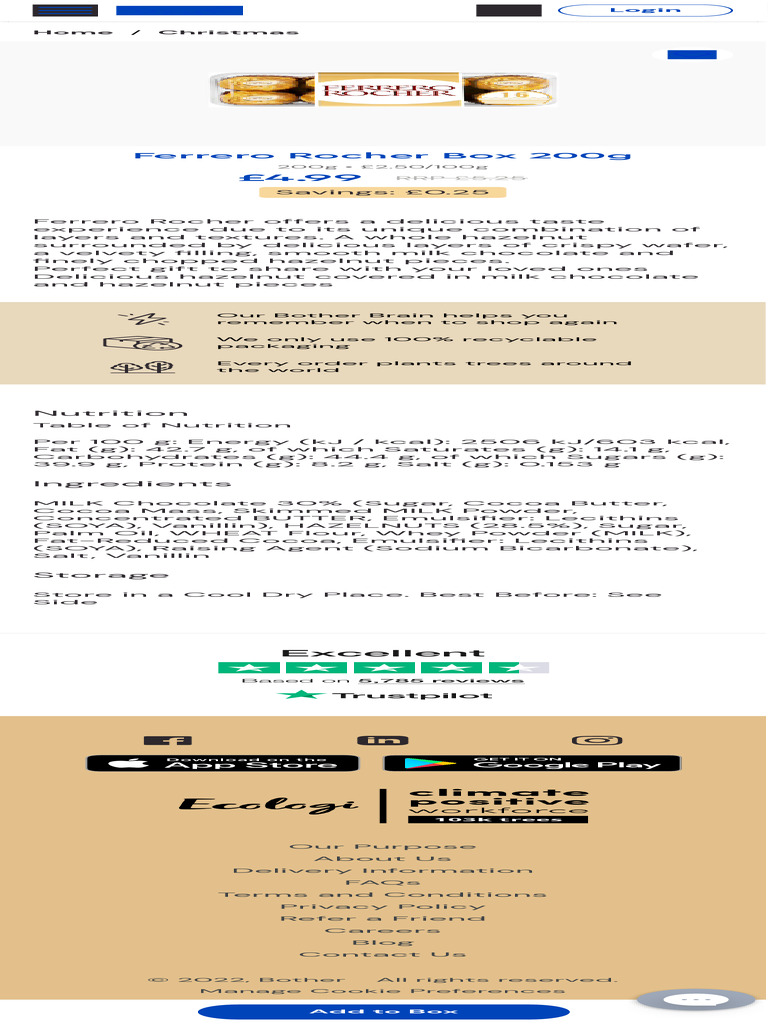 Ferrero Rocher Box 200g Bother | PDF