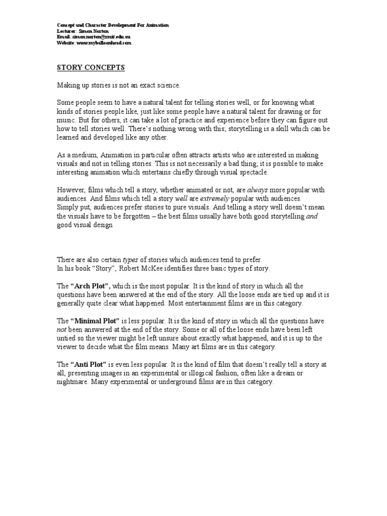 Story Concepts | PDF | Plot (Narrative) | Storytelling
