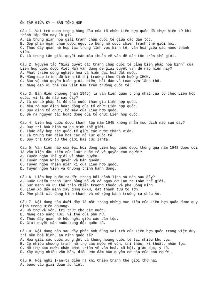 On Tap Giua Ky Tong Hop | PDF