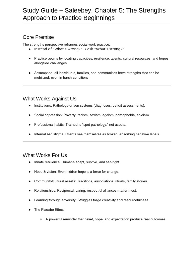 Strengths-Based Social Work Practice Guide | PDF | Psychological ...