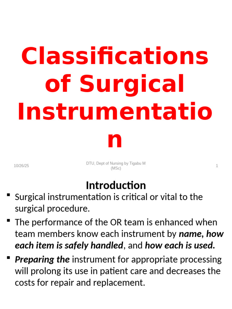 Surgical Instrument Classifications Guide | PDF | Surgery