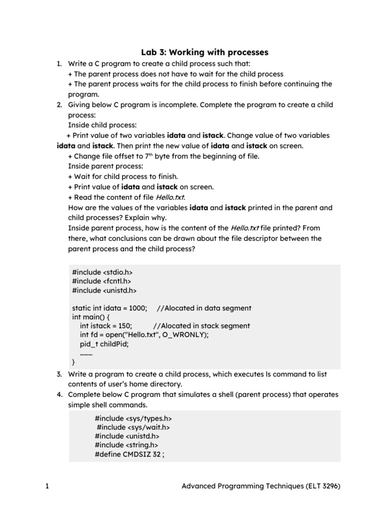 Lab 4. Working With Processes - Exercises | PDF | System Software | Computer Science