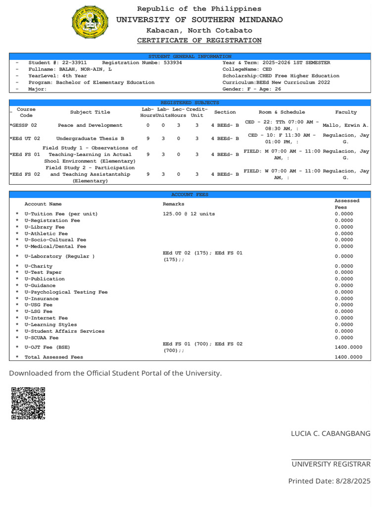 Certificate of Registration | PDF | Academia | Higher Education