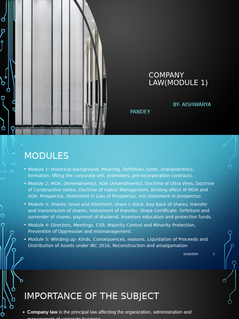 Company Law Module 1 (Part 1) | PDF | Piercing The Corporate Veil ...