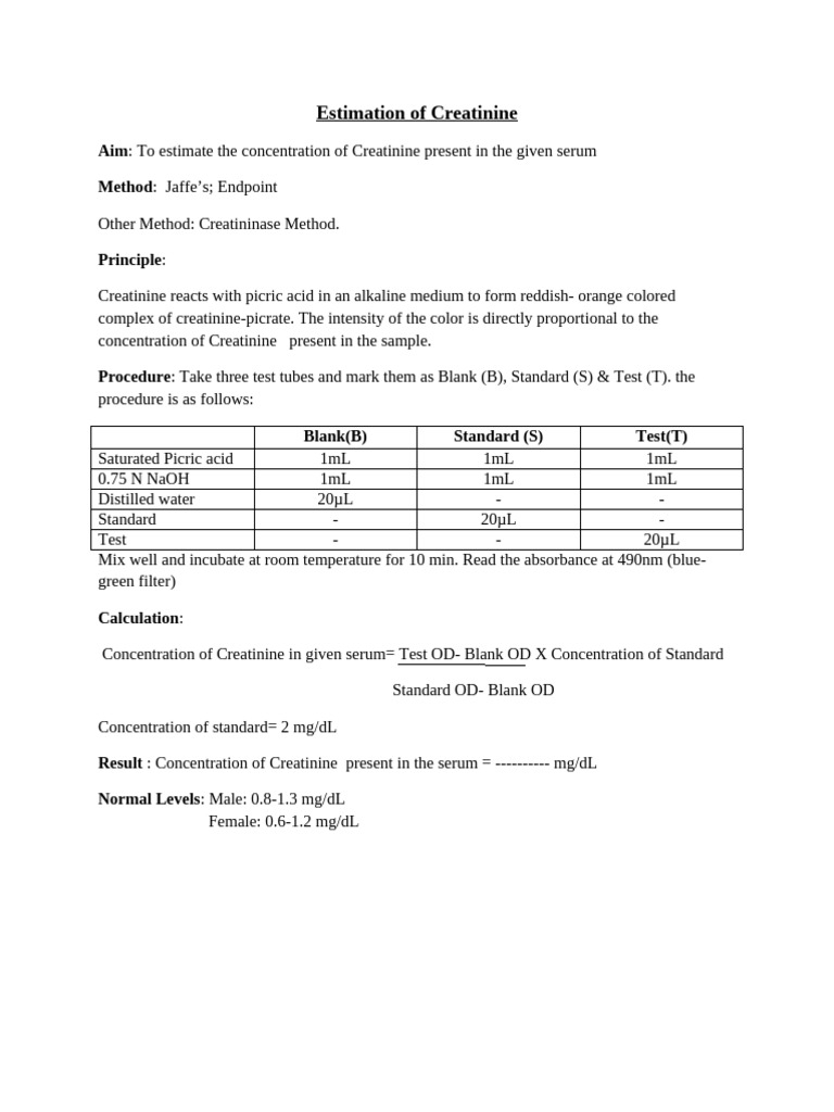 Creatinine | PDF