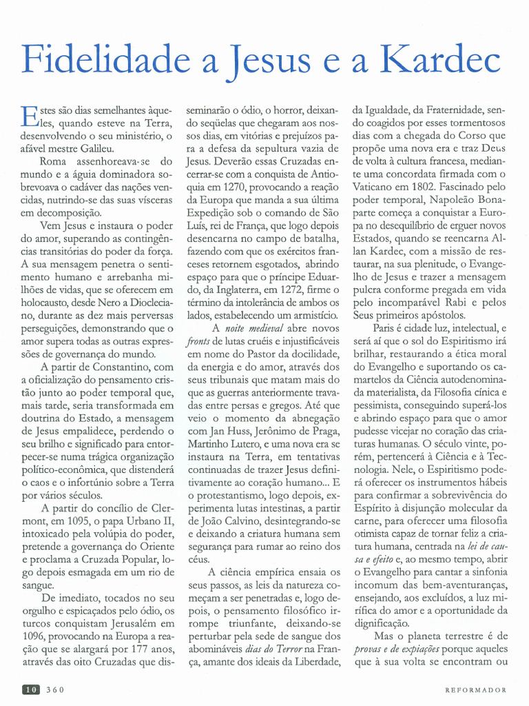 Fidelidade a Jesus e Kardec: Reflexões | PDF | Jesus | Amor