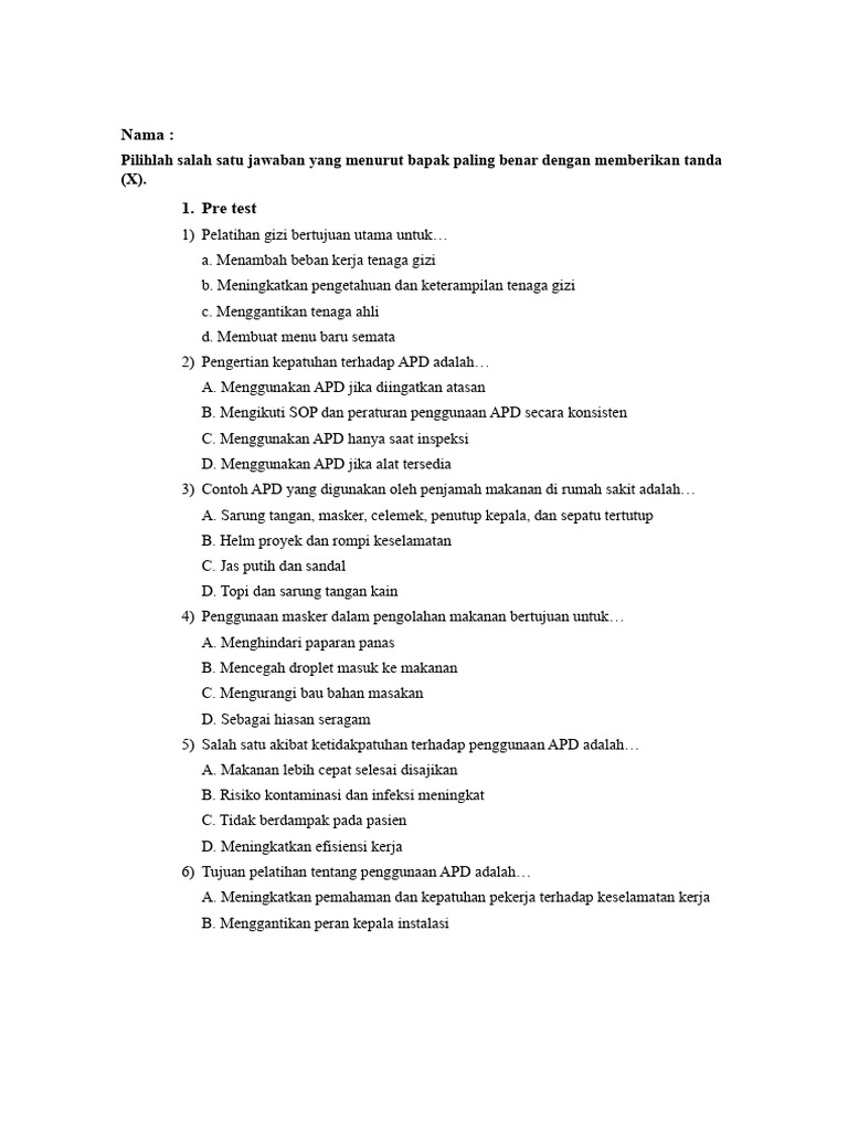 Pre Test Dan Post Test | PDF