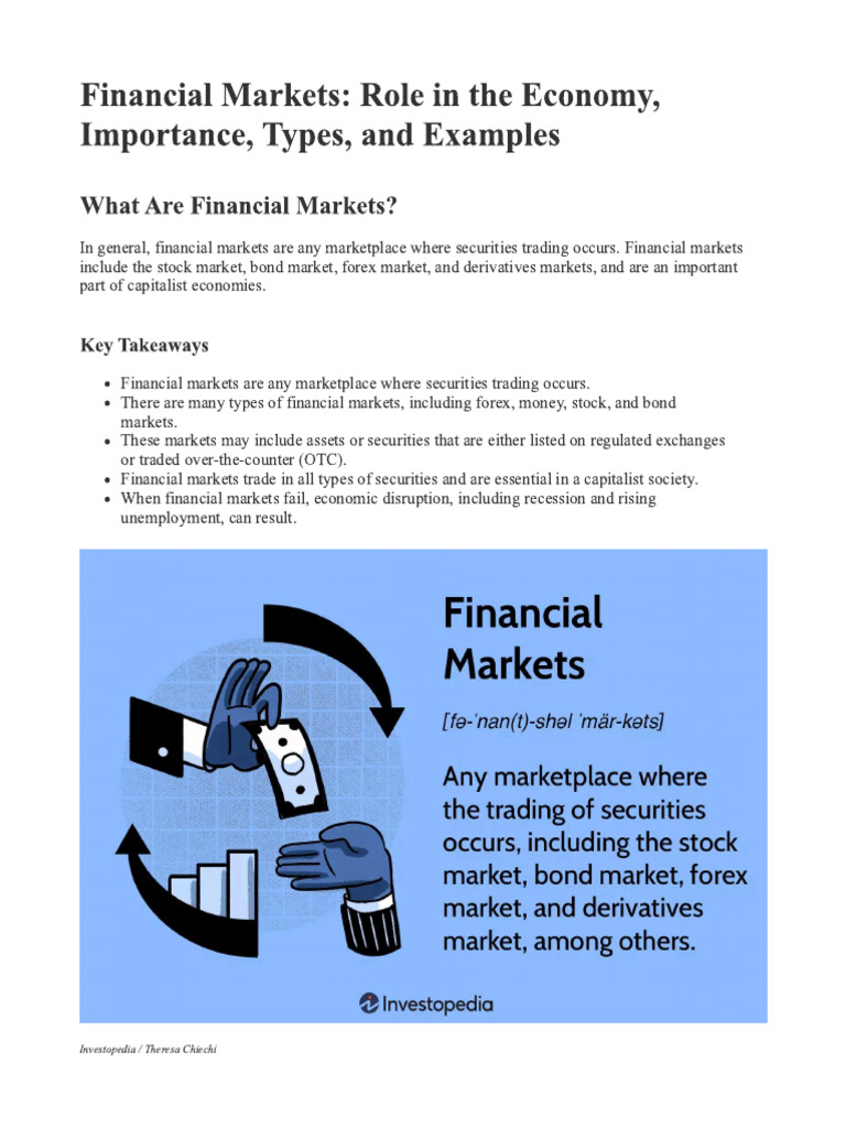 Financial Markets - Role in The Economy, Importance, Types, and ...