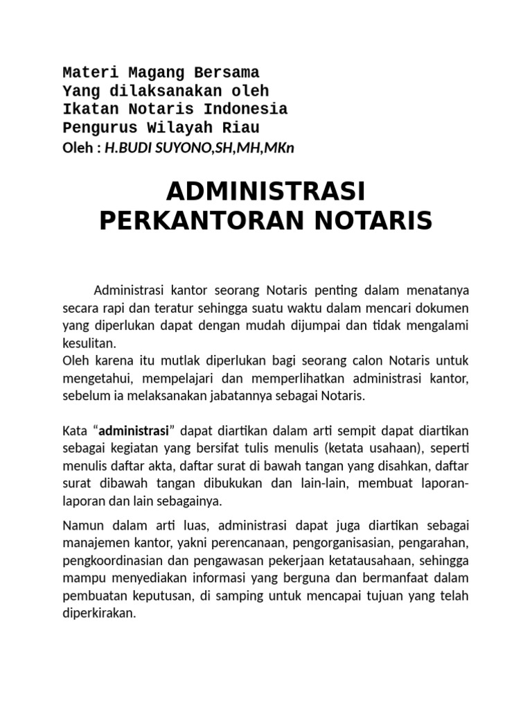 Administrasi Kantor Notaris | PDF