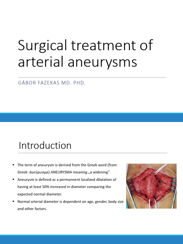 Surgical Approaches to Arterial Aneurysms | PDF | Aorta | Vascular Diseases