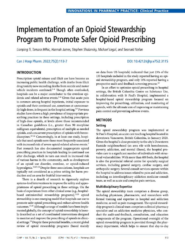 View of Implementation of An Opioid Stewardship Program To Promote ...