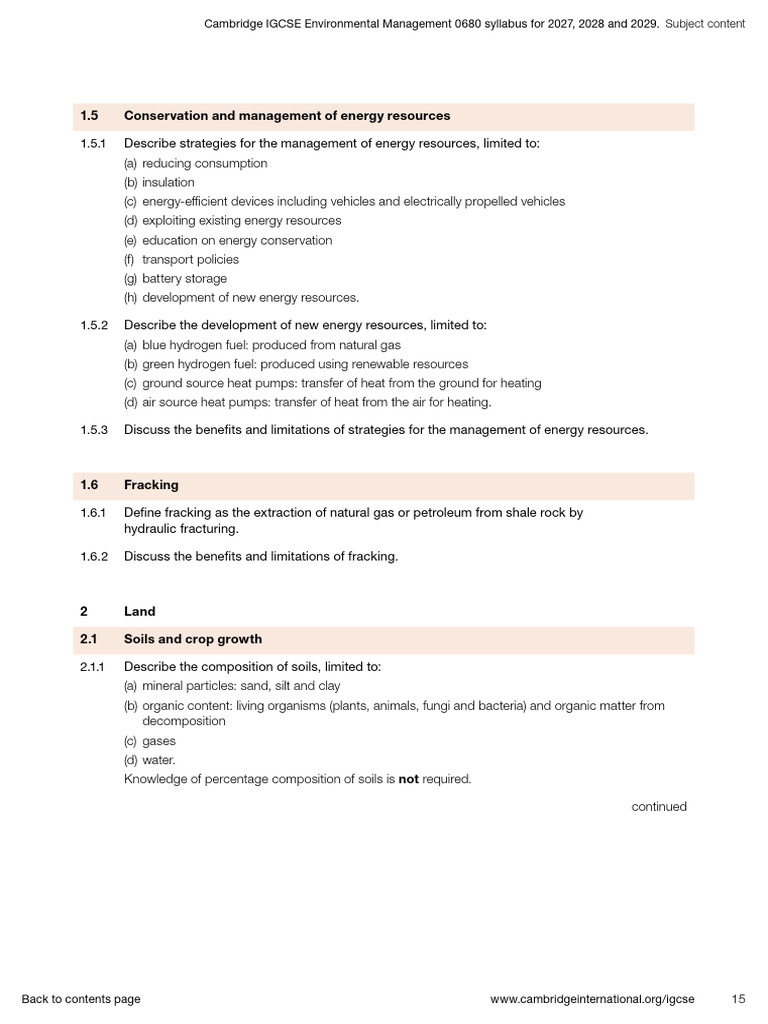 IGCSE Environmental Management 0680 Syllabus | PDF | Agriculture | Soil