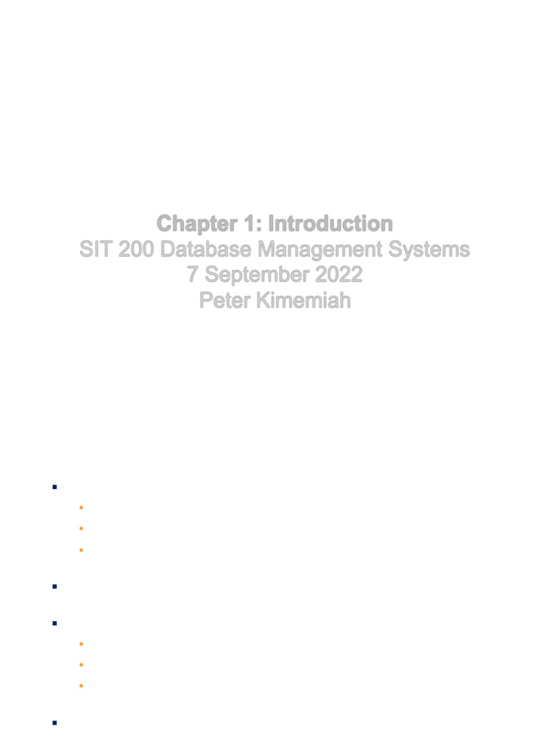 Lecture 1 Introduction To Database Management Systems | PDF | Databases | Relational Model