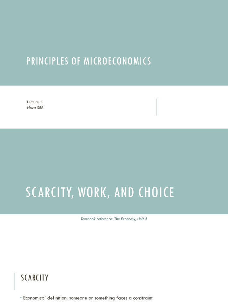 Lecture3-Scarcity and Choice | PDF | Opportunity Cost | Economics