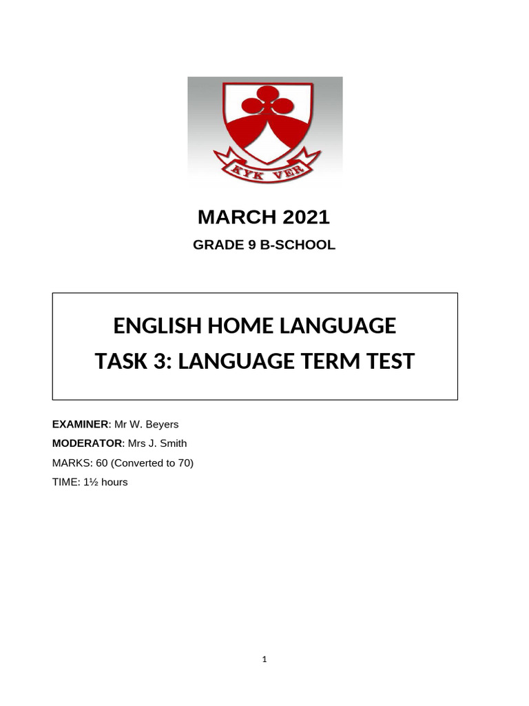 Grade 9 English Language Test 2021 | PDF | Advertising | Emotions