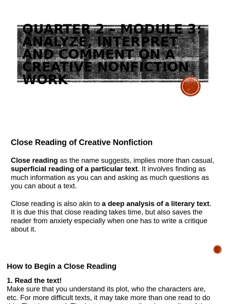Close Reading Techniques for Nonfiction | PDF | Poetry | Critical Thinking