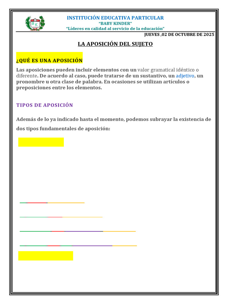 Tipos y Ejemplos de Aposición en Gramática | PDF