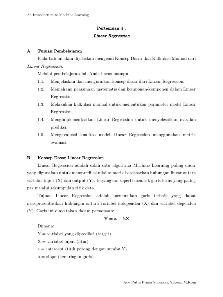 PERTEMUAN 4 _ Linear Regression | PDF