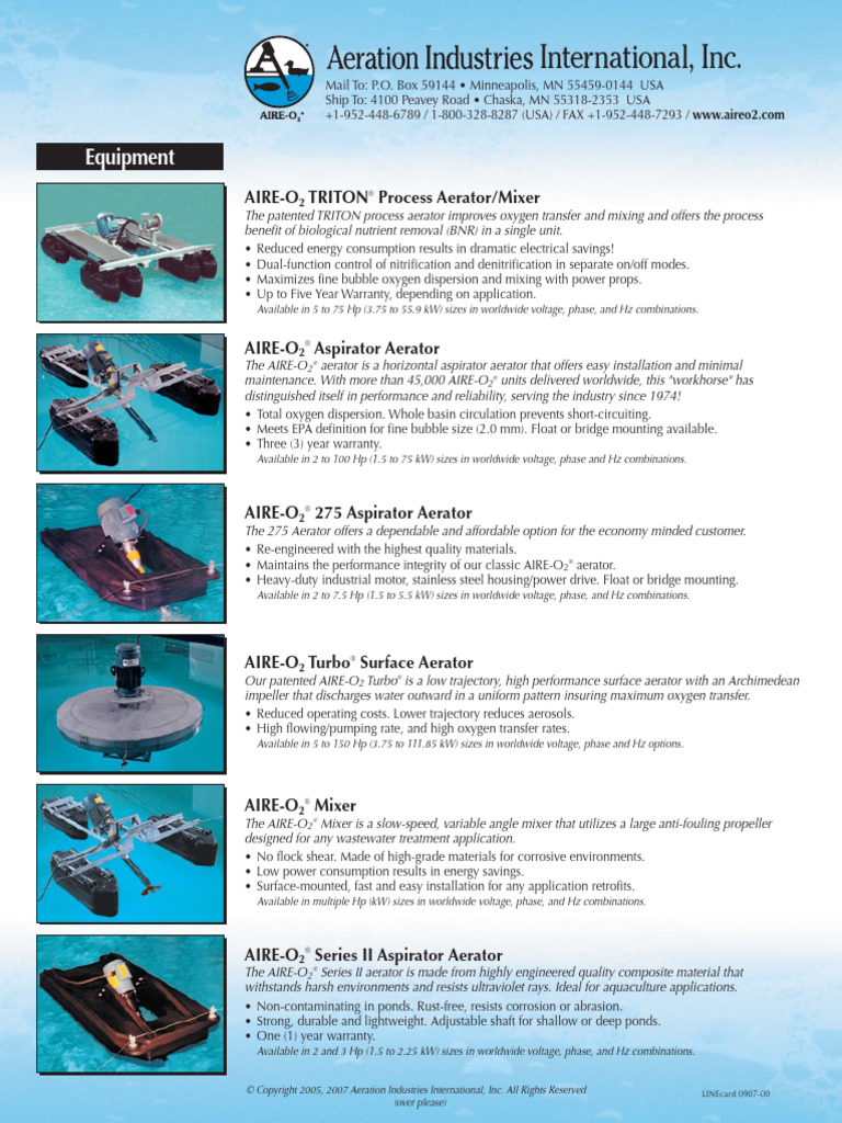 AIRE-O2 Aeration Solutions Overview | PDF | Sewage Treatment ...