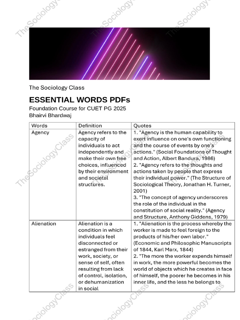 Sociology Essential Words PDF | PDF