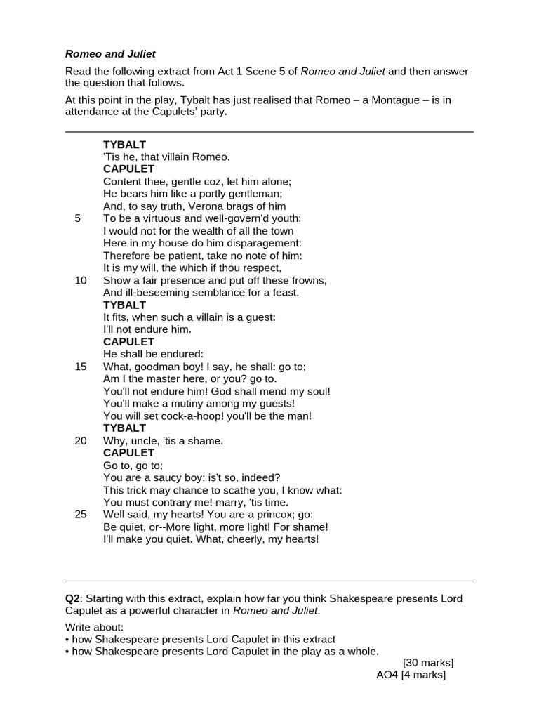 Lord Capulet's Power in Romeo and Juliet | PDF