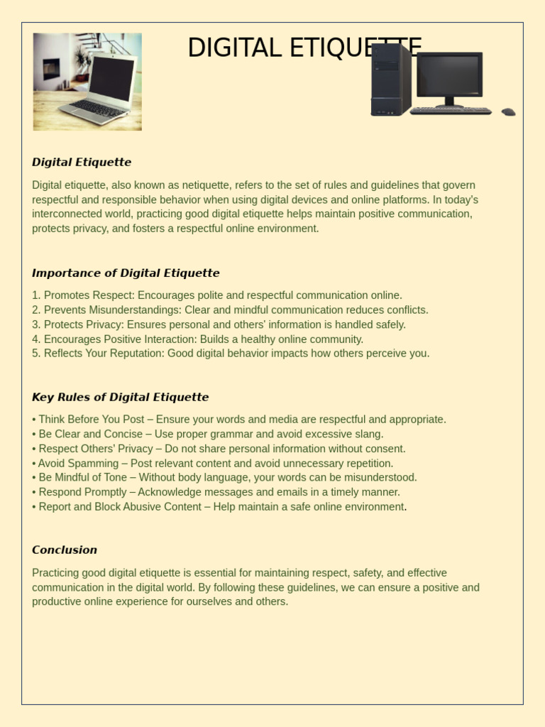 Project On Digital Etiquette | PDF