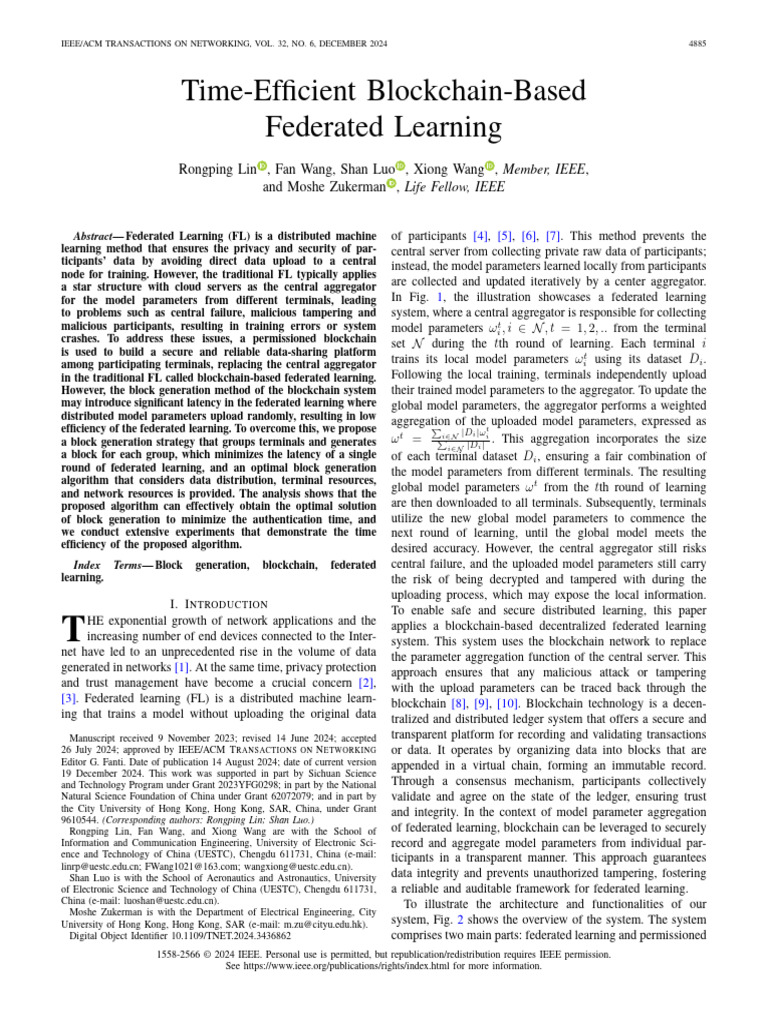 Time-Efficient Blockchain-Based Federated Learning | PDF | Computer ...