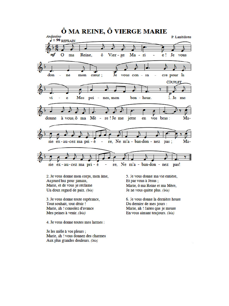 O Ma Reine, O Vierge Marie | PDF