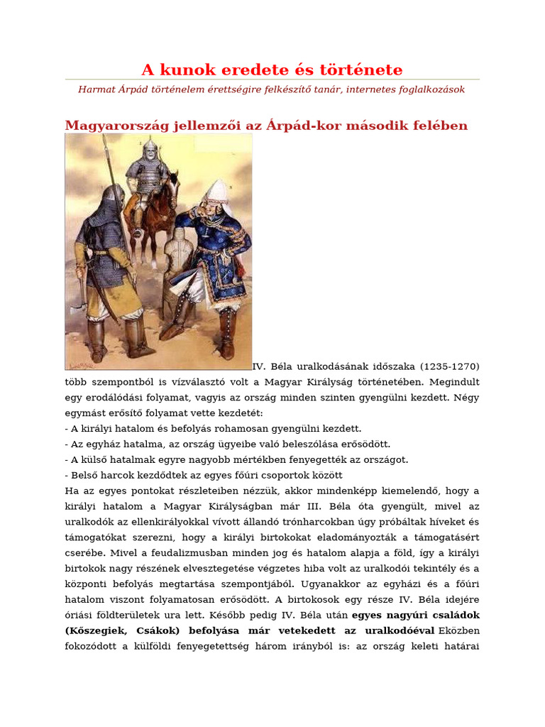 Harmat Árpád Péter - A Kunok Eredete És Története | PDF