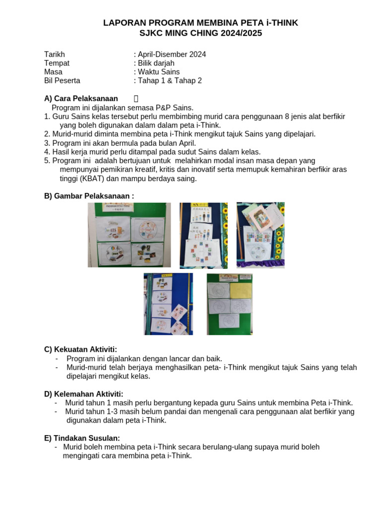 Program Peta i-THINK SJKC Ming Ching 2024 | PDF
