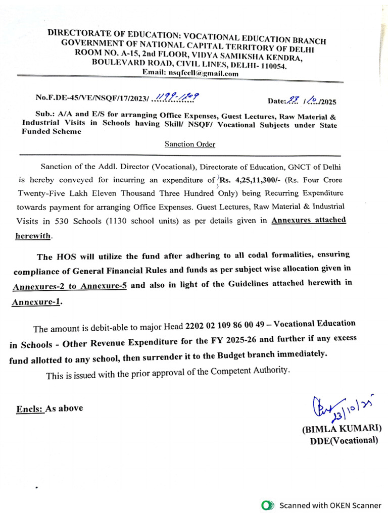 Sanctioned Order Dated 23.10.2025 | PDF