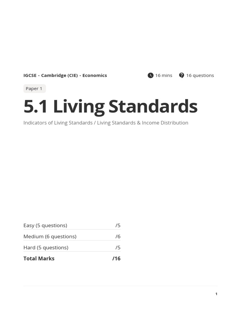Living Standards - Paper 1 | PDF