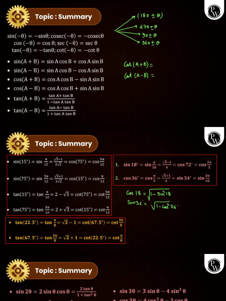 Trigonometric Identities and Formulas | PDF | Trigonometric Functions ...