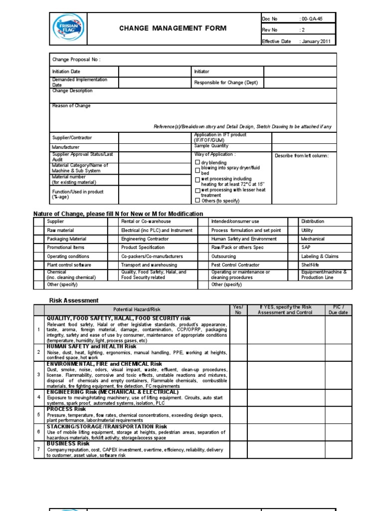 Change Management Form-Rev2-200111 | PDF | Packaging And Labeling ...