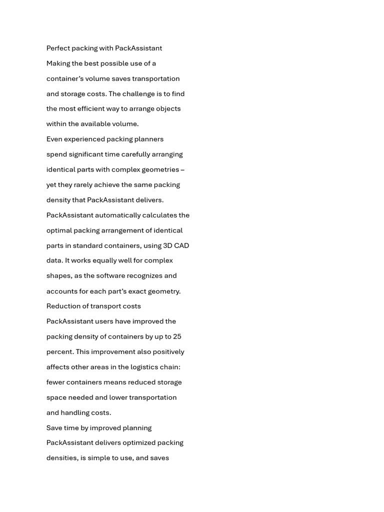 Optimal Packing with PackAssistant | PDF