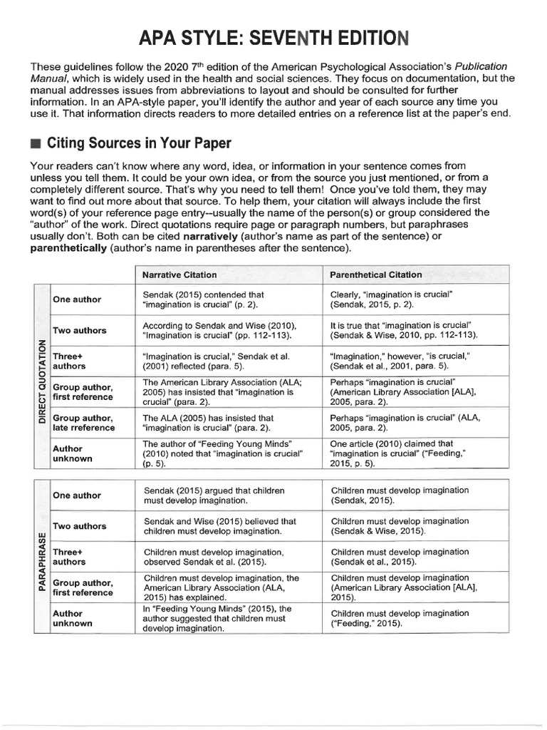 Apa Style 7th Edition | PDF